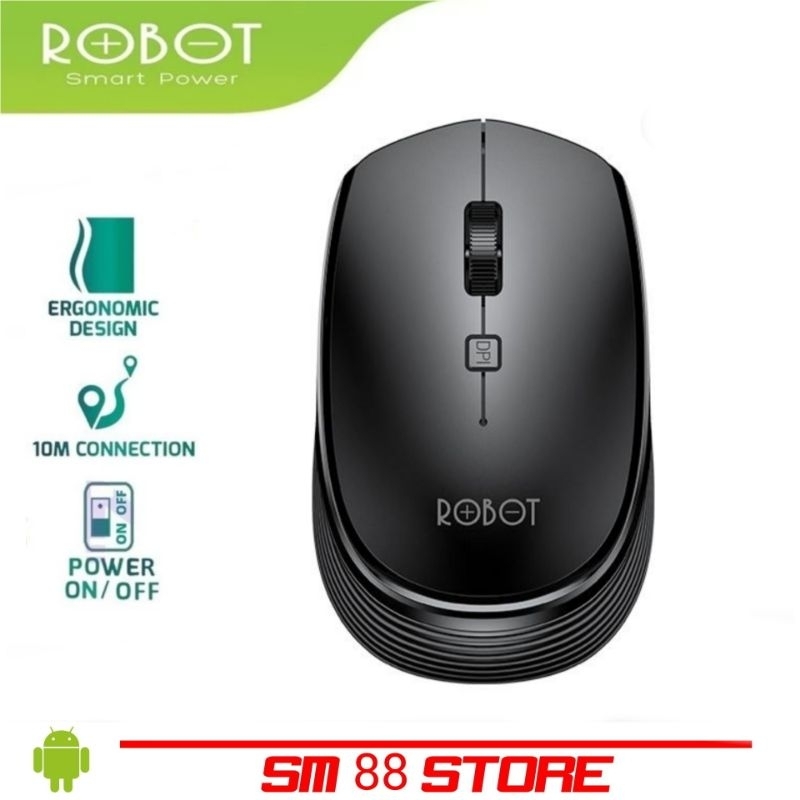 Jual ROBOT M205 Wireless Mouse 800-1600 Dpi Black ( Tanpa Batere ) | Shopee Indonesia