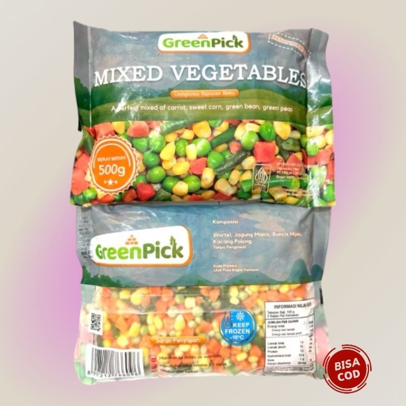 Jual Greenpick Mixed Vegetables 500gr | Wortel Jagung Buncis Kacang ...