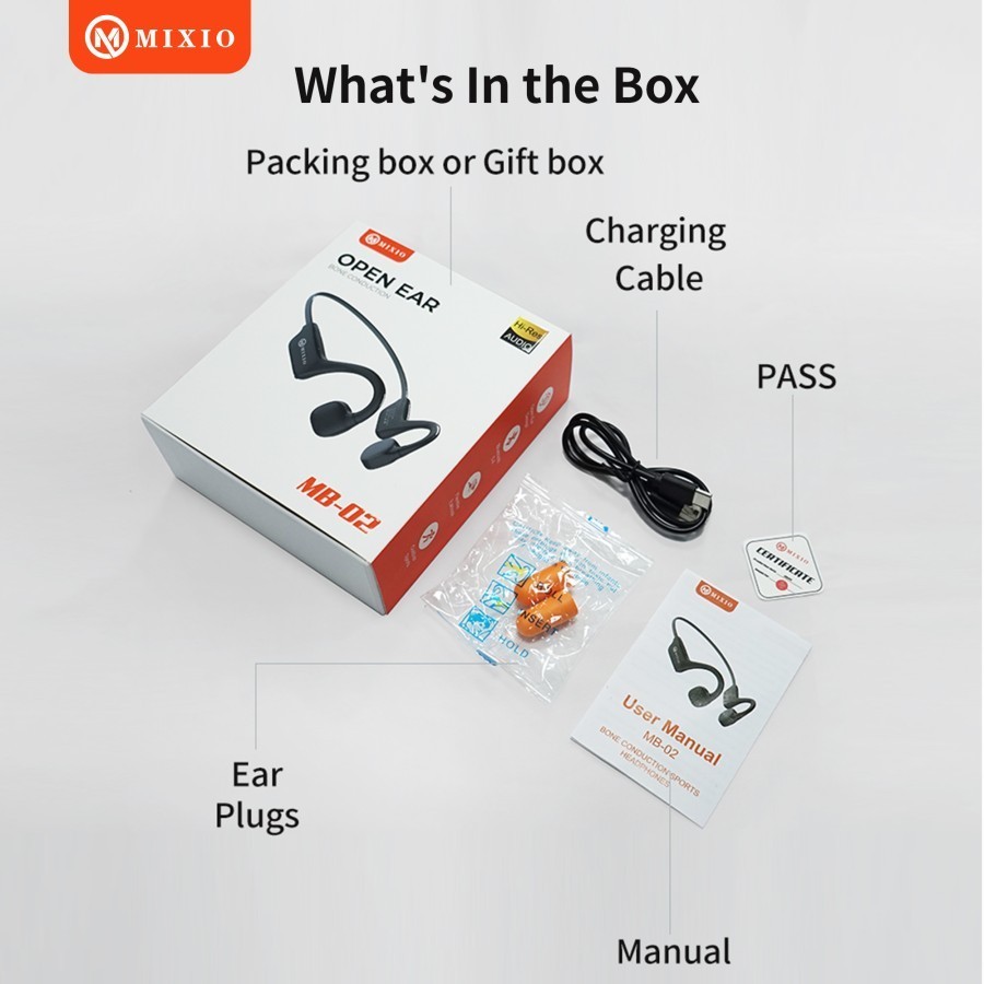 Jual MIXIO Wireless MB-02 Bluetooth Headphone Bone Conduction Earphone ...