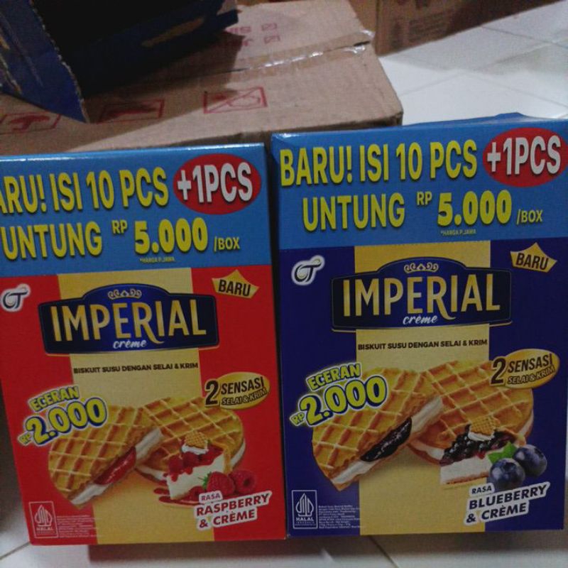 Jual BISKUIT IMPERIAL CREME 1 BOX ISI 10 WAFER IMPERIAL BLUEBERRY ...