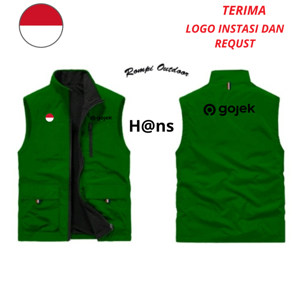 Jual Ori !!! Rompi Motor Ojo(L) Gojek logo hitam Waterproof Rompi Gojek ...
