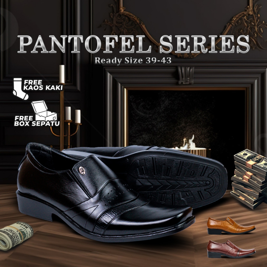 Jual SEPATU FORMAL PANTOFEL WARNA HITAM POLOS BAHAN KULIT SINTESIS ...