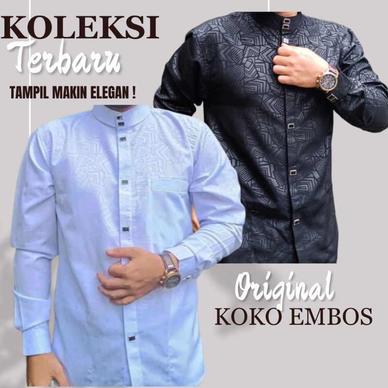 Jual baju Koko embos original kemko sultan lengan panjang | Shopee ...
