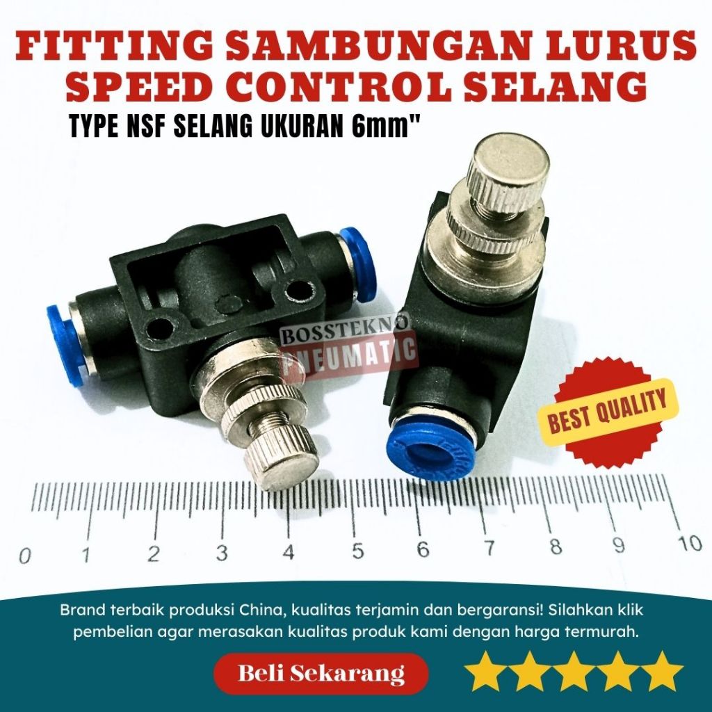 Jual FITTING NSF NEPEL SPEED CONTROL PNEUMATIC UKURAN 4mm 6mm 8mm 10mm ...