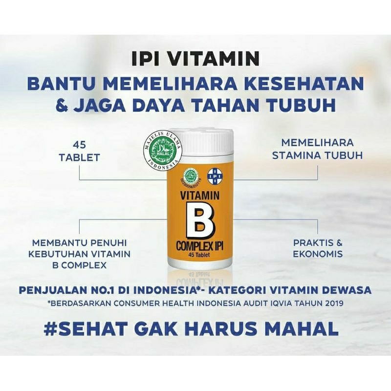 Jual Vitamin B Complex IPI isi 45 tablet Vit Multivitamin Komplek Mineral Kesehatan Daya Tahan ...