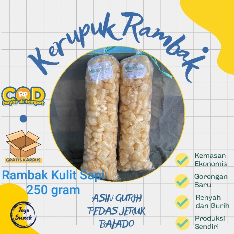 Jual Rambak Kulit Sapi Kerupuk Kulit Sapi Dorodok 250 g | Shopee Indonesia