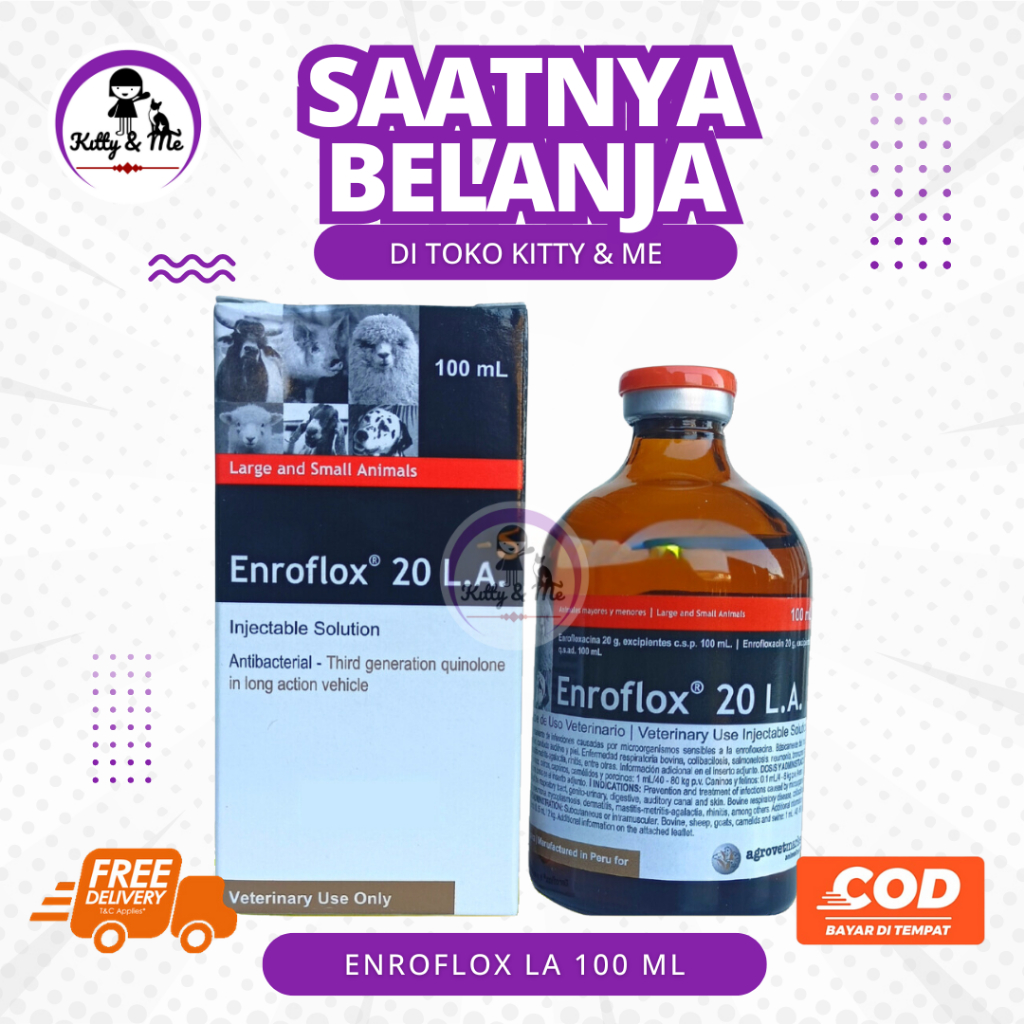 Jual ENROFLOX 20 LA 100 ML AGROVET - - Antibiotik Spektrum Luas Long ...