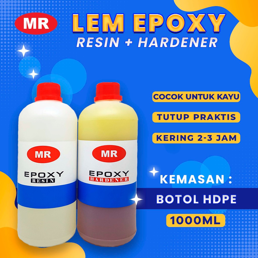 Jual Lem EPOXY Resin Hardener MR Kemasan Botol 1000gram | Shopee Indonesia