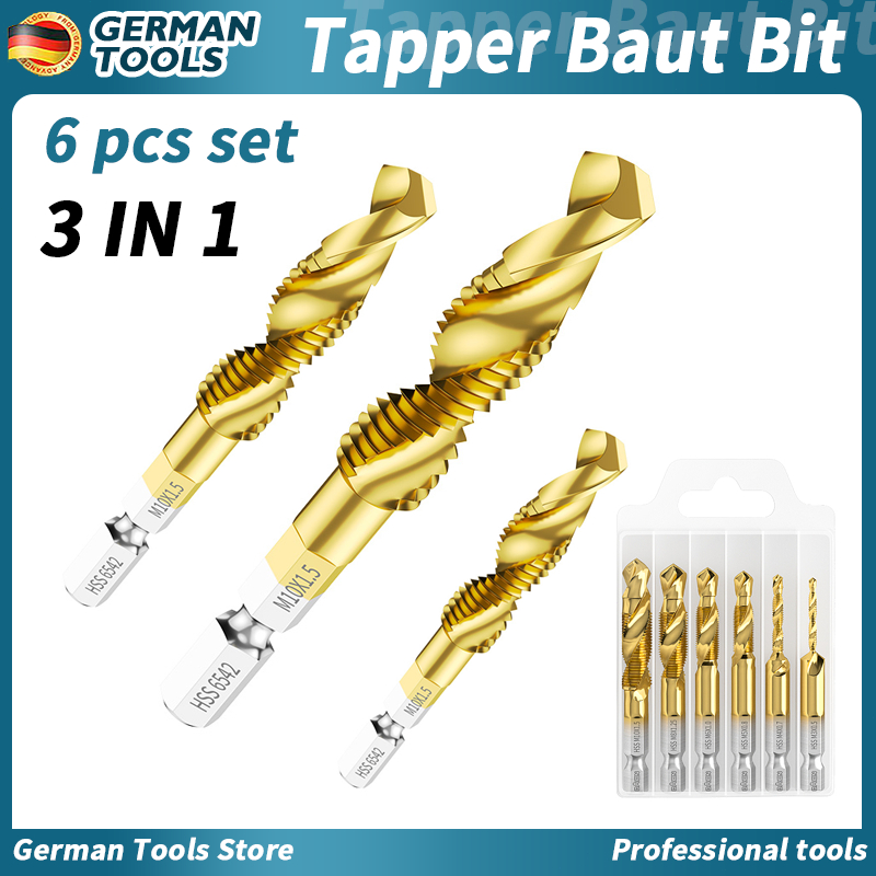Jual German tools Mata Bor Pembuat 6PCS Ulir Drat Drill Tap Set Hex ...