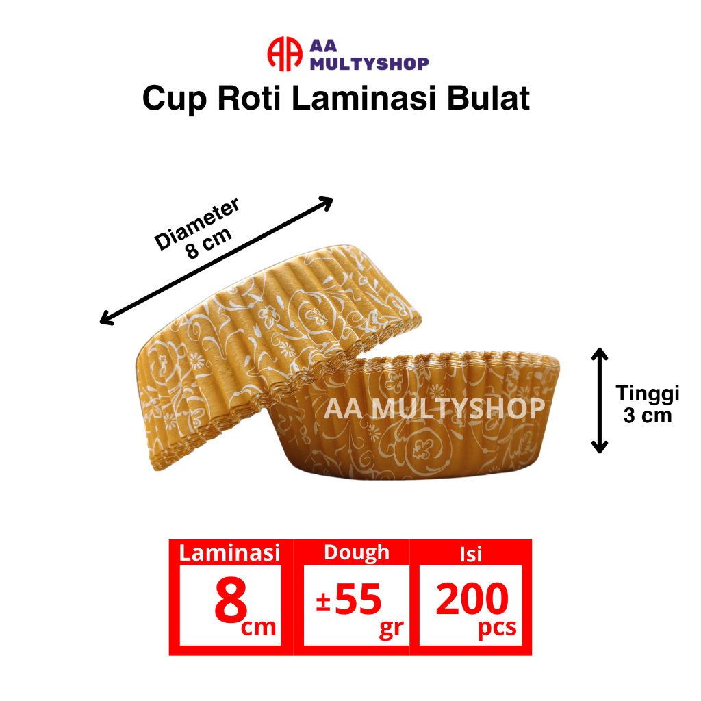 Jual Cup Roti Laminasi Bulat 8 cm Isi 200 pcs | ORANGE BATIK | Shopee ...