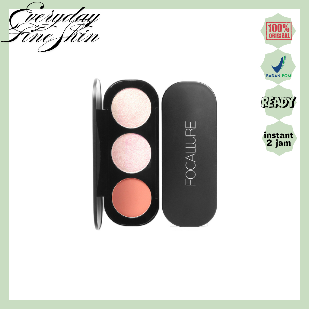 Jual FOCALLURE 3 Colors Blush On & Highlighter Eyeshadow Palette 3in1 ...