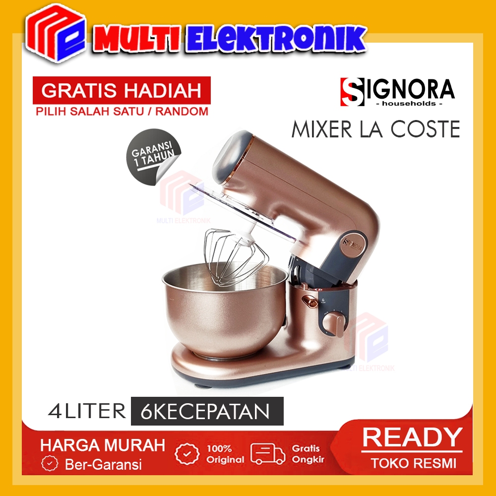 Jual Signora Stand Mixer La Coste Kapasitas 4 Liter Free Hadiah ...