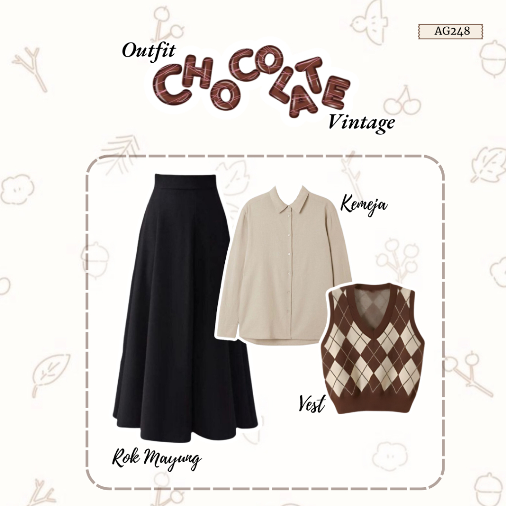 Jual Inspirasi OOTD Vintage By Lilydresses Outfit Set korean Style 3in1 Setelan Wanita Kekinian ...