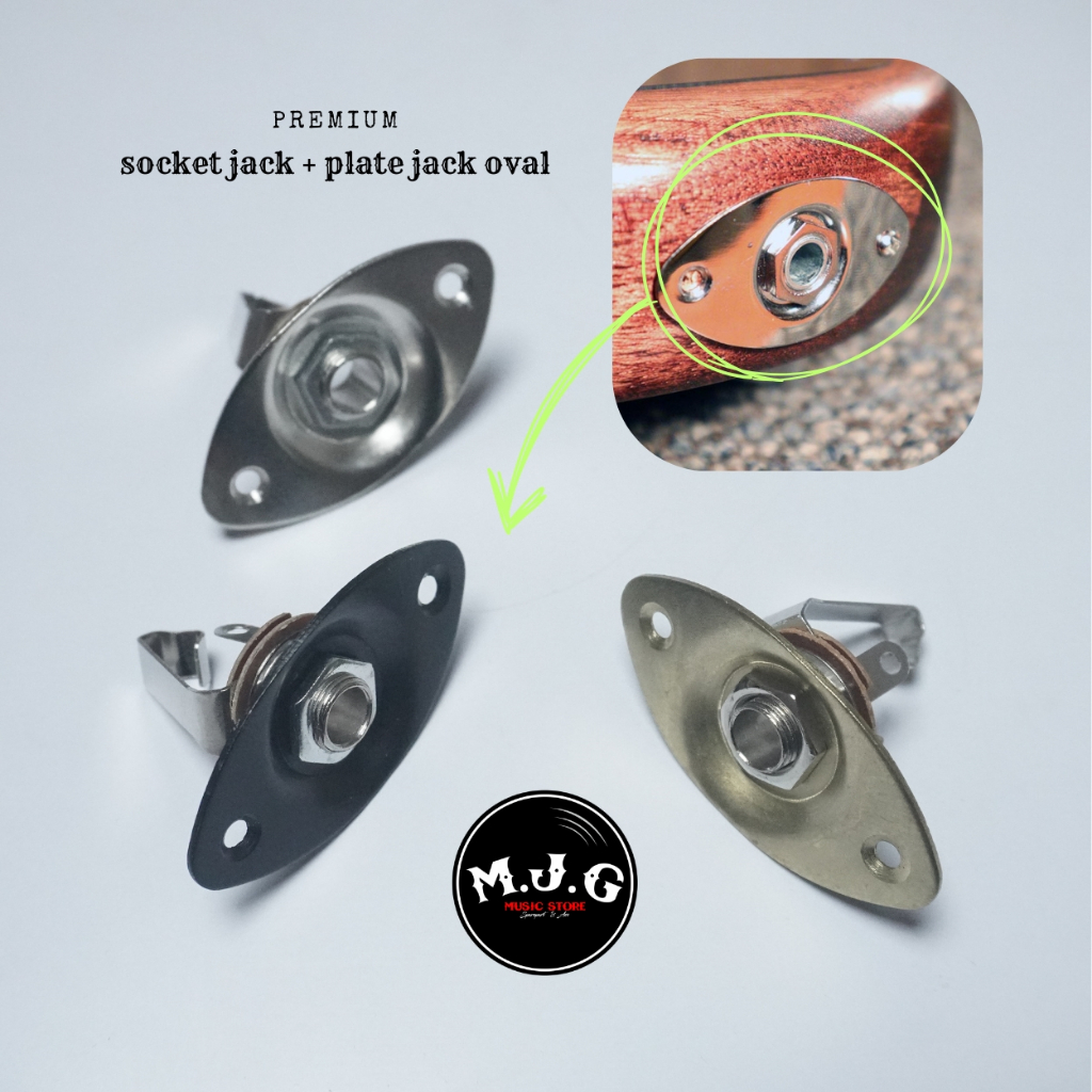 Jual socket soket jack plate plat gitar or bass elektrik oval witch ...