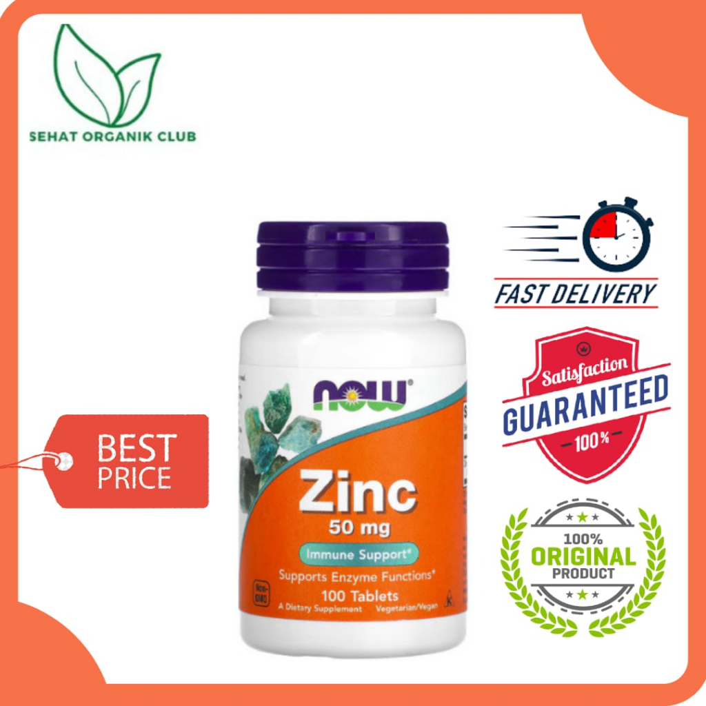 Jual Now Foods Zinc 50 mg 100 Tablets | Shopee Indonesia