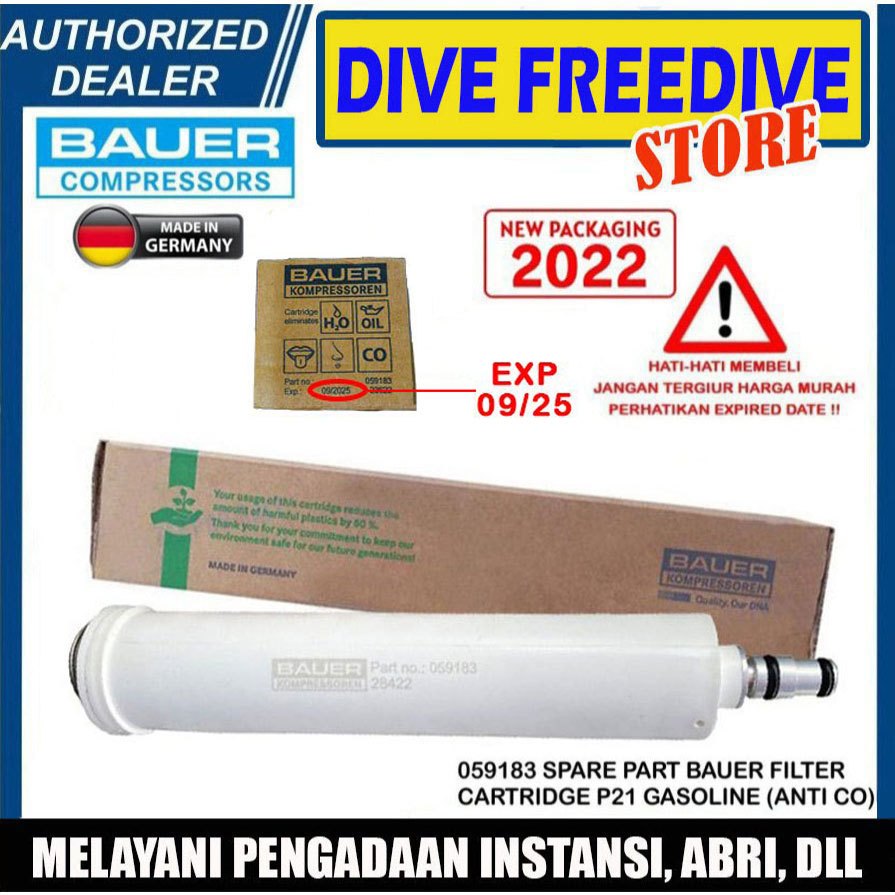 Jual 059183 Filter Cartridge Gasoline Compressor Bauer P-21 P21 Anti CO ...