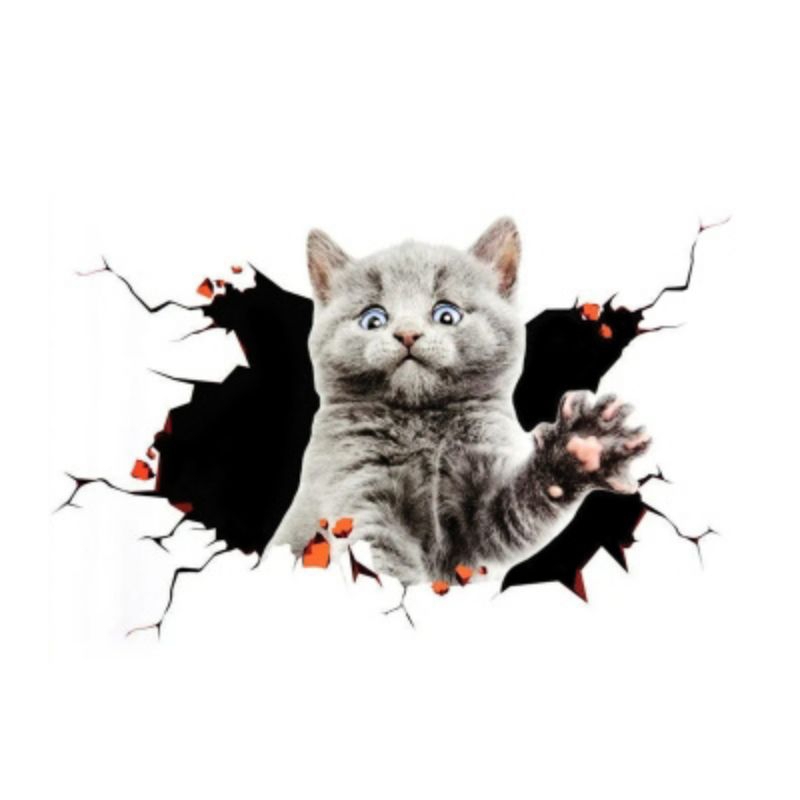 Jual stiker kucing lucu, stiker print sudah di cuting, anti air, ukuran ...