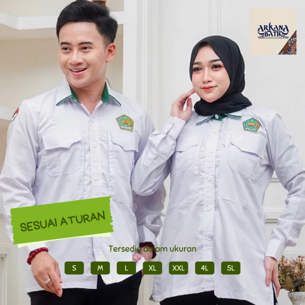 Jual Kemeja Dinas Kemenag 2024 Putih Terbaru Tetoron Catton | Bahan ...