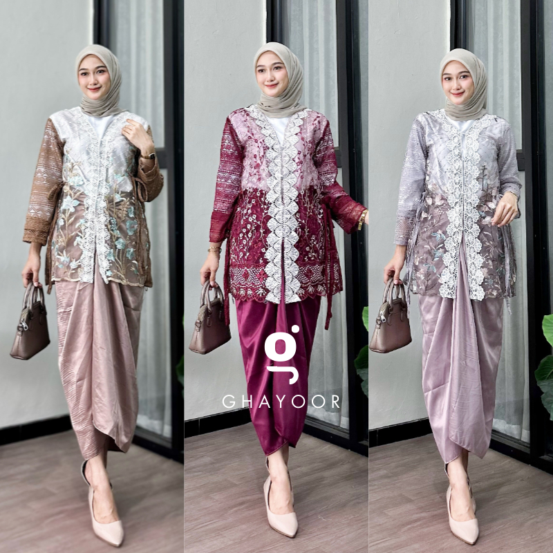 Jual One Set Wanita Kekinian Tulle Gardenia Warna Mix Renda Full ...