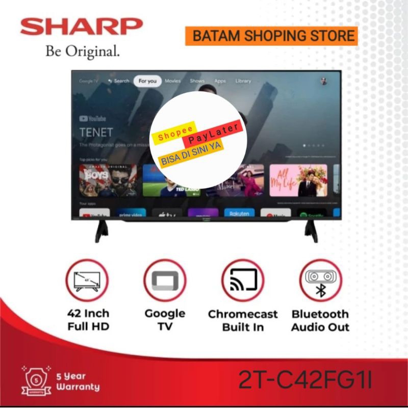Jual TV SHARP LED 42 INCH 2T-C42FG1I FULL HD GOOGLE TV GARANSI RESMI | Shopee Indonesia