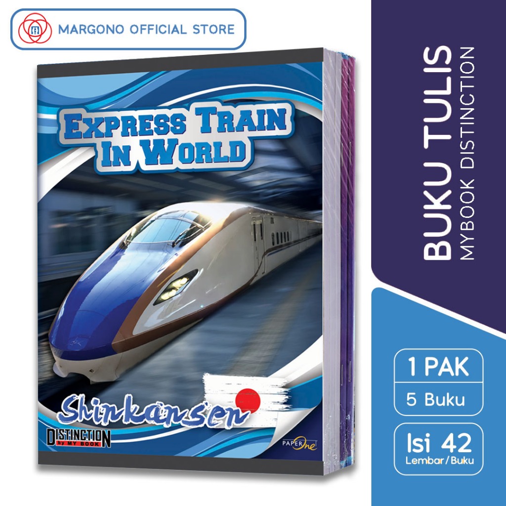 Jual My Book Distinction Buku Tulis Besar Boxy Express Train Kereta Api Cepat 42 Lembar - 5 Buku ...