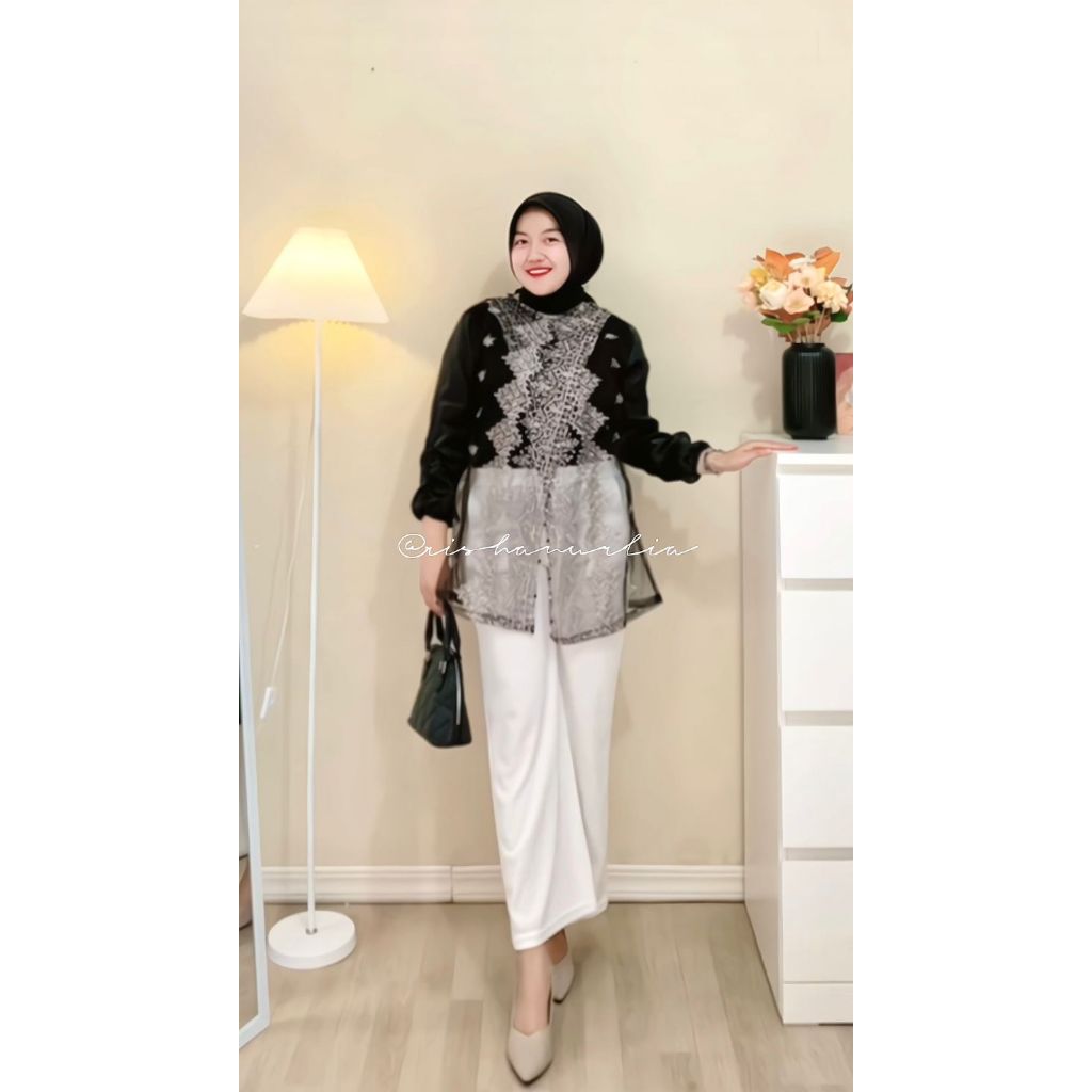 Jual Zize Outer Brokat Organza Silang Full Payet / Tunik Brokat / Baju ...