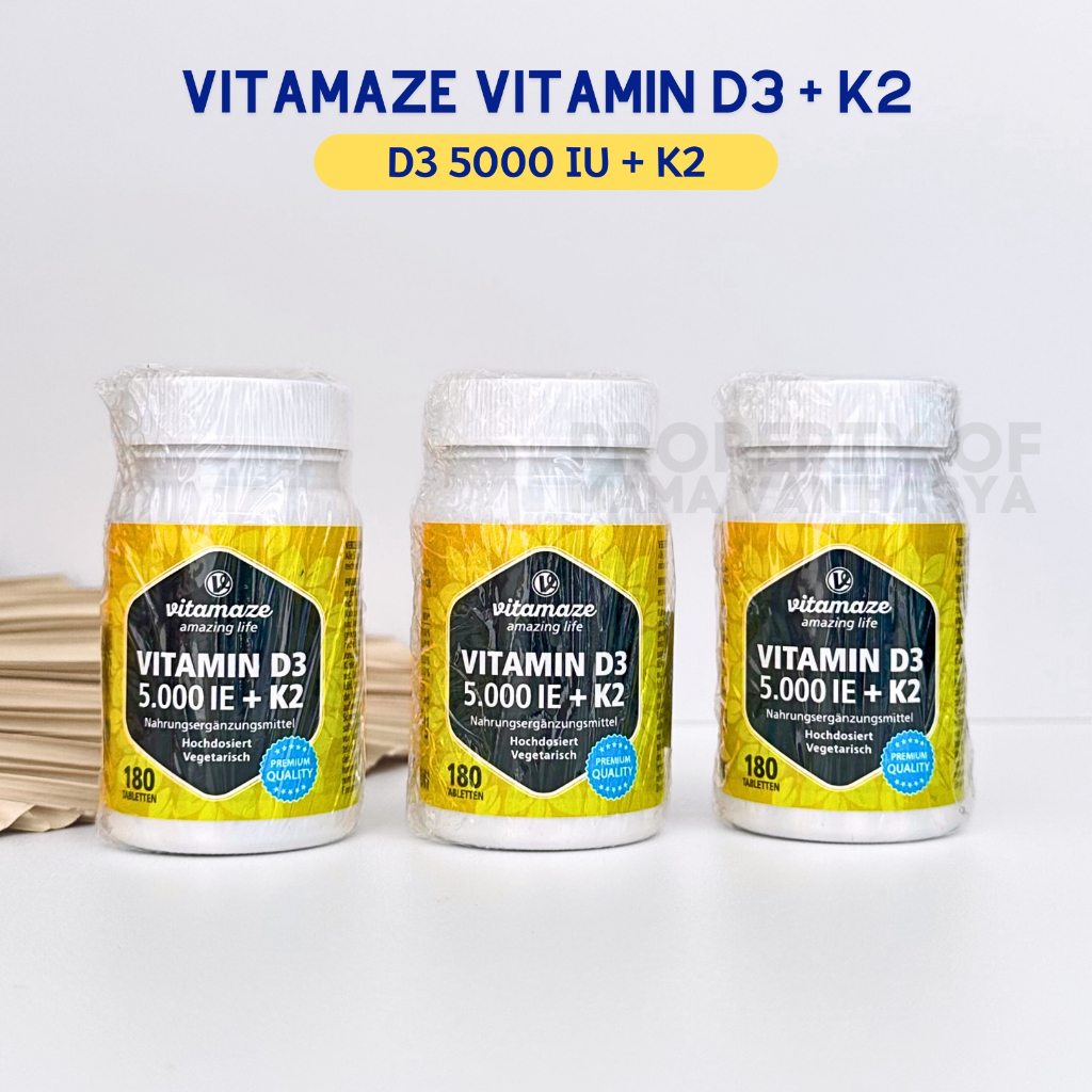 Jual Vitamaze Vitamin D3 5000 IU + K2 100 µg dengan kekuatan tinggi ...