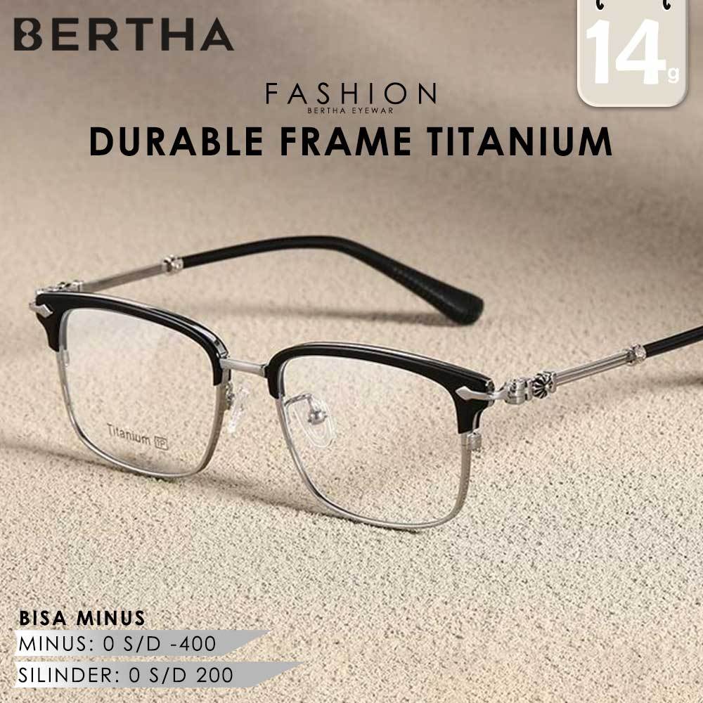 Jual Bertha Frame Kacamata Style Kotak Simple Bahan Titanium Lensa ...