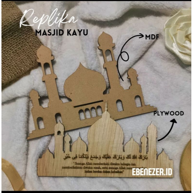 Jual chipboard masjid gantungan hampers lebaran / hangtag idul fitri ...