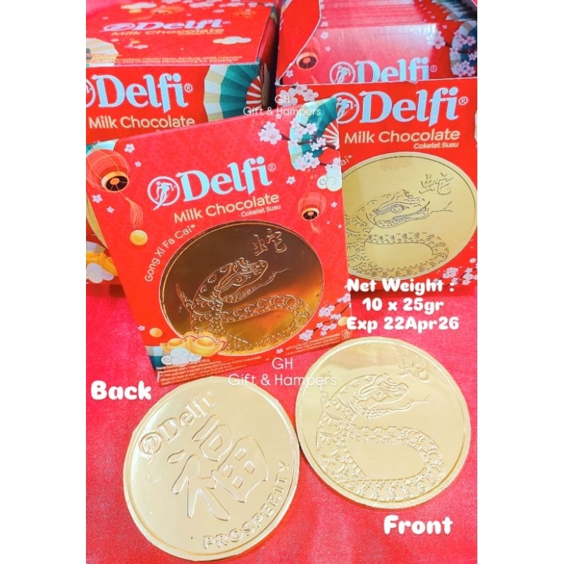 Jual HAMPERS VALENTINE Coklat Delfi Imlek 10 pcs x 25gr Koin Uang Emas ...