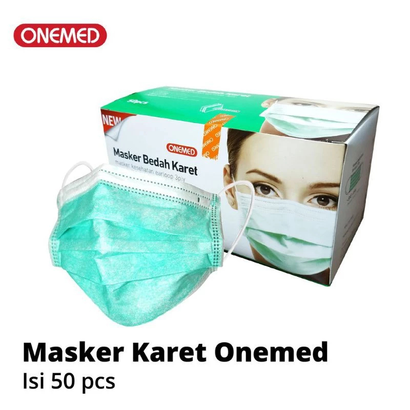 Jual Masker Bedah Karet Earloop Merk Onemed/ Masker Kesehatan 3 Ply 50 ...