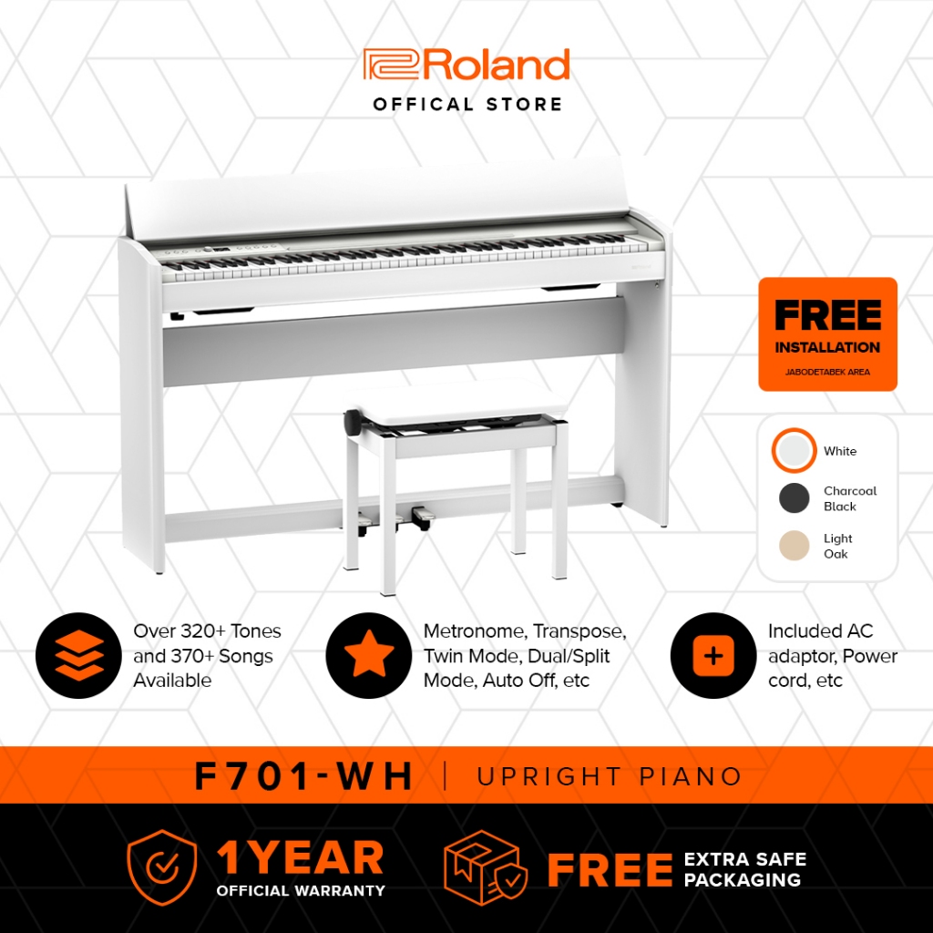Jual Roland F701 Digital Piano (White) Termasuk Kursi Piano Roland BNC-05 Adjustable | Shopee ...