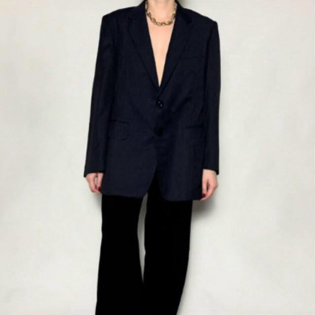 Jual RE/CYCLED - Navy Striped Blazer - Outer Jas Warna Biru Navy Motif ...