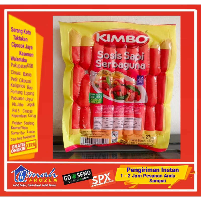 Jual Sosis Sapi KIMBO 450gr, isi 27pcs, Frozen Serang | Shopee Indonesia