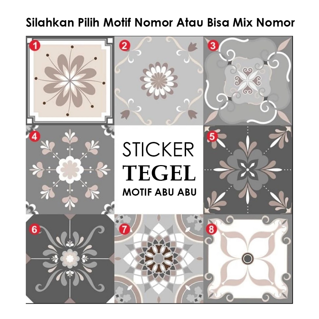 Jual PREMIUM STICKER TEGEL MOTIF ABU ABU / STIKER LANTAI / CUSTOM ...