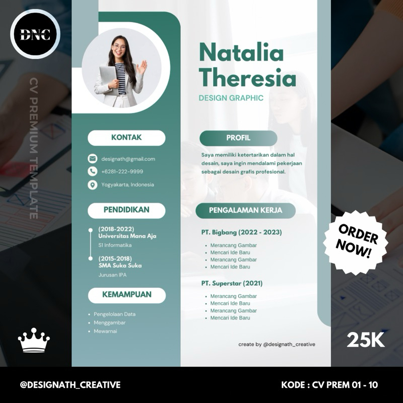 Jual CURRICULUM VITAE PREMIUM (CV PREM 01 - 10) / CV PREMIUM CANVA TEMPLATE - BY DESIGNATH ...