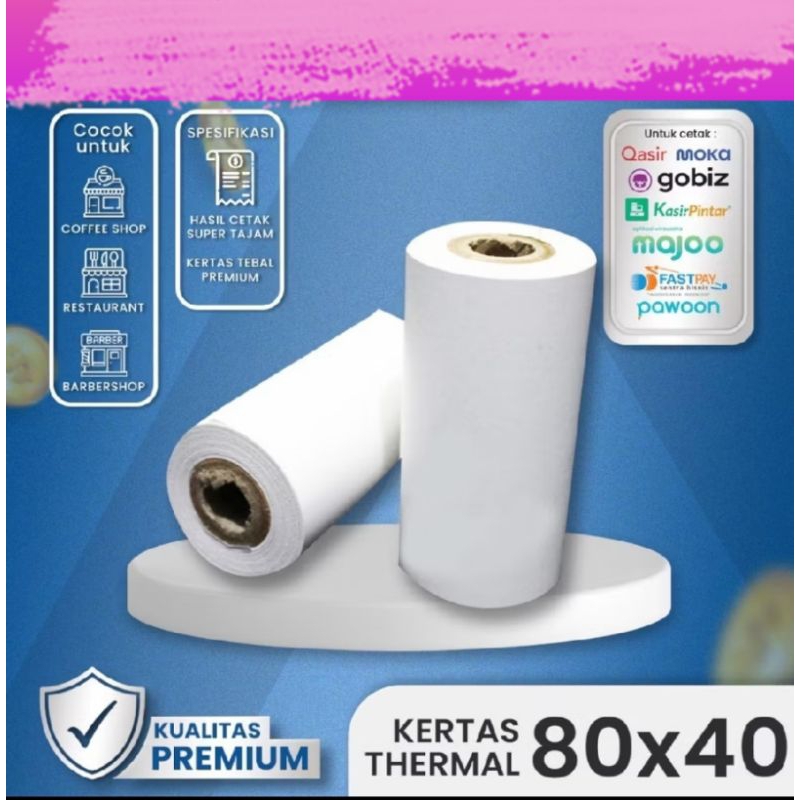 Jual 10 Roll Kertas thermal 80x40mm untuk struk Parkir/struk kasir/resi ...