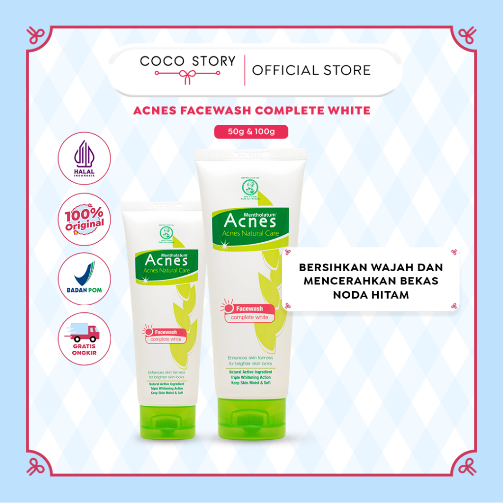 Jual Acnes Natural Care Face Wash Complete White - 100 gr 50gr | Sabun ...