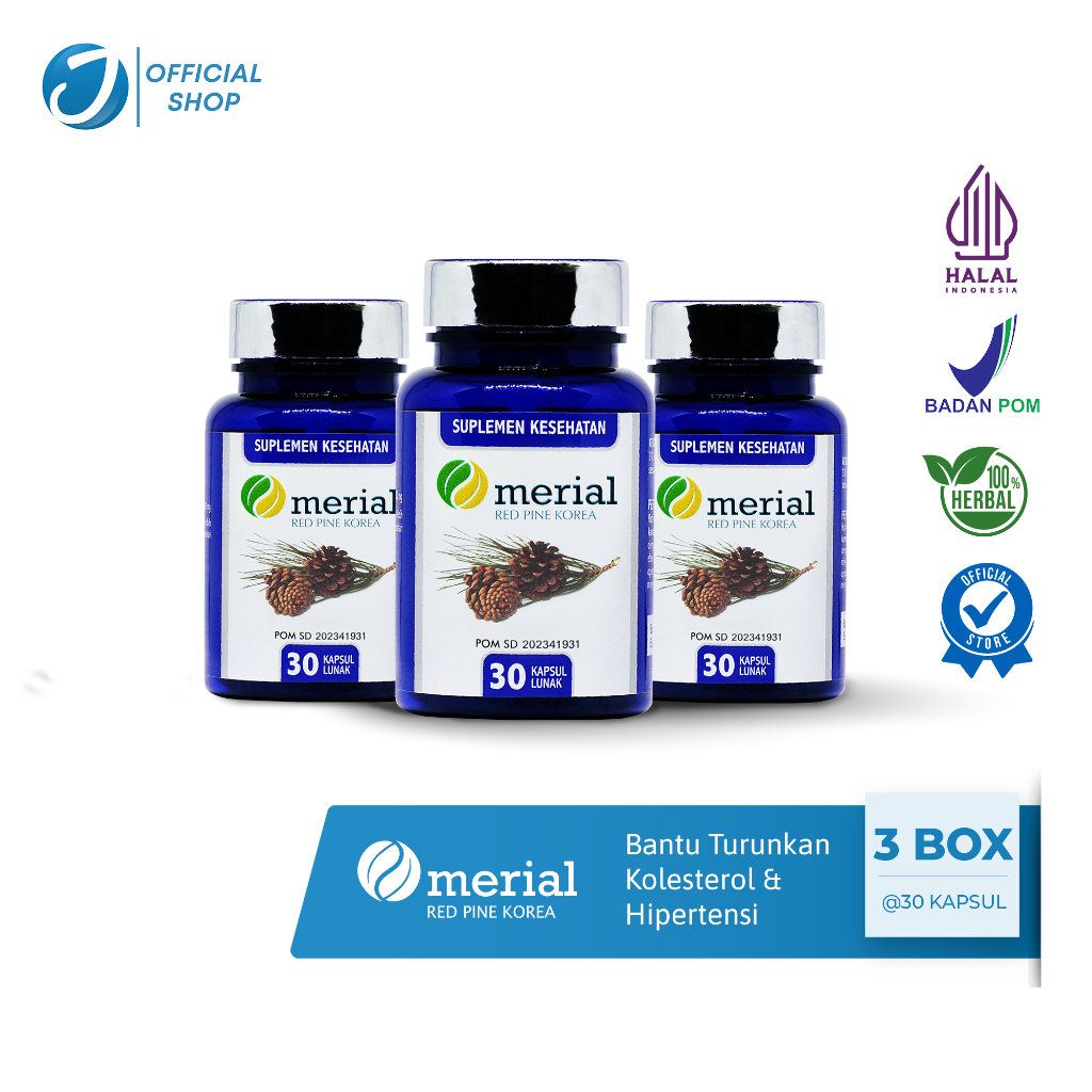 Jual Merial Red Pine Korea Bundling 3 BOX - Isi 30 Kapsul / Atasi ...
