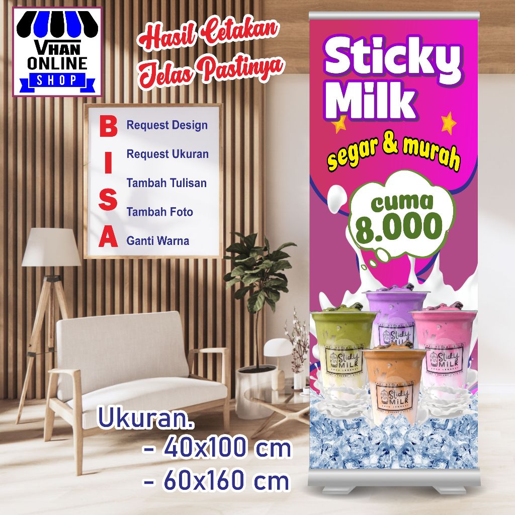 Jual Banner Spanduk Minuman Sticky Milk Design Bisa Request Bagus | Shopee Indonesia