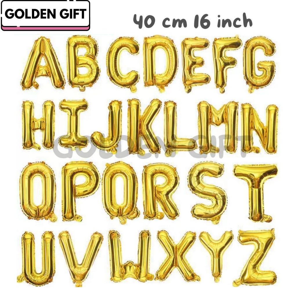 Jual Balon Foil Huruf Ukuran 16 inch 40 CM A - Z 1 PCS GOLD GLOSSY ...