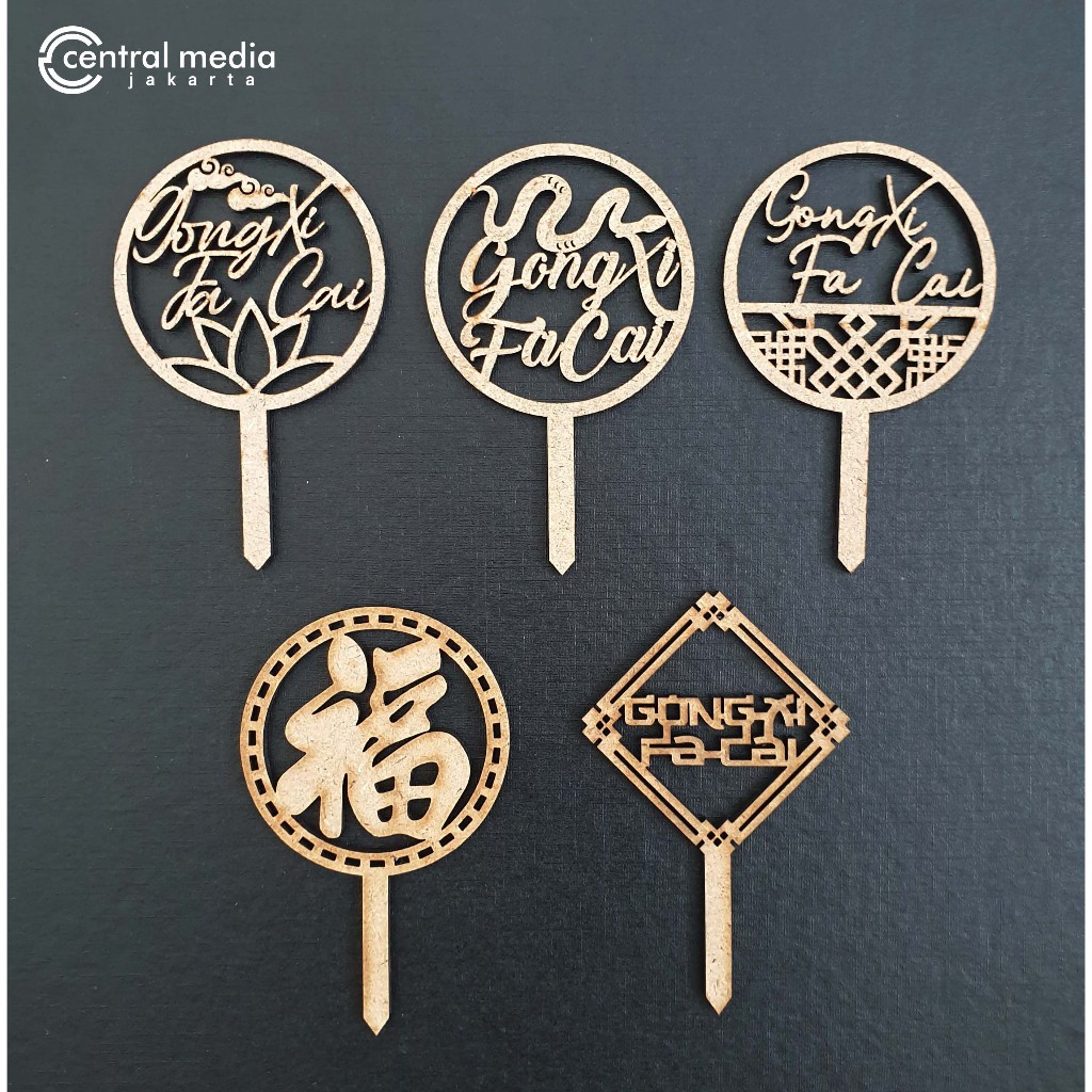 Jual Cake Topper Imlek Kayu MDF Mini Dekorasi Hiasan Kue Chinese New ...