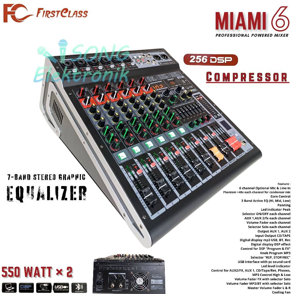 Jual Power Mixer First class MIAMI 6 / Firstclass MIAMI6 Channel 2 x ...