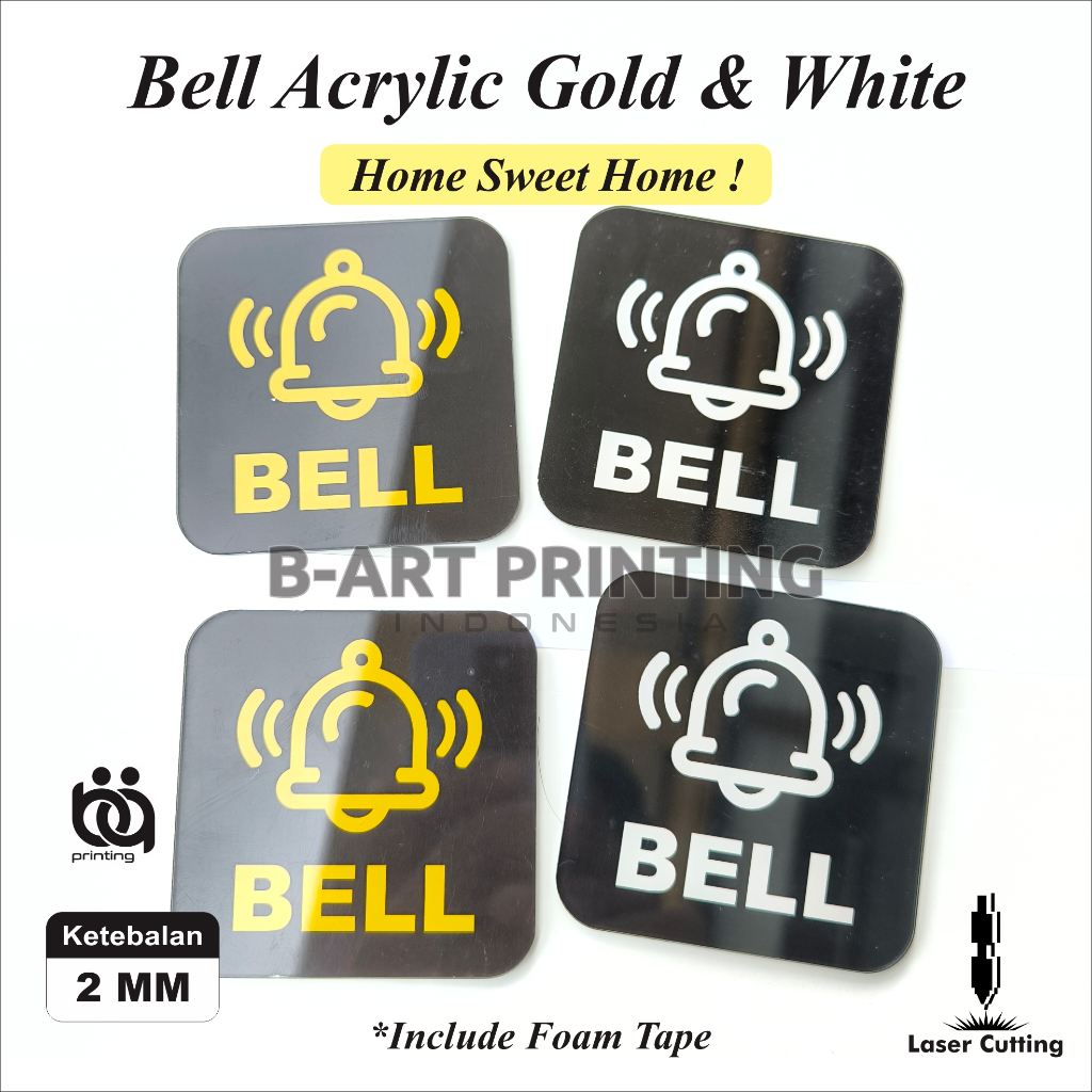 Jual Sign Akrilik Tempel Murah "BELL" - Signage Cafe / Rumah / Kantor ...