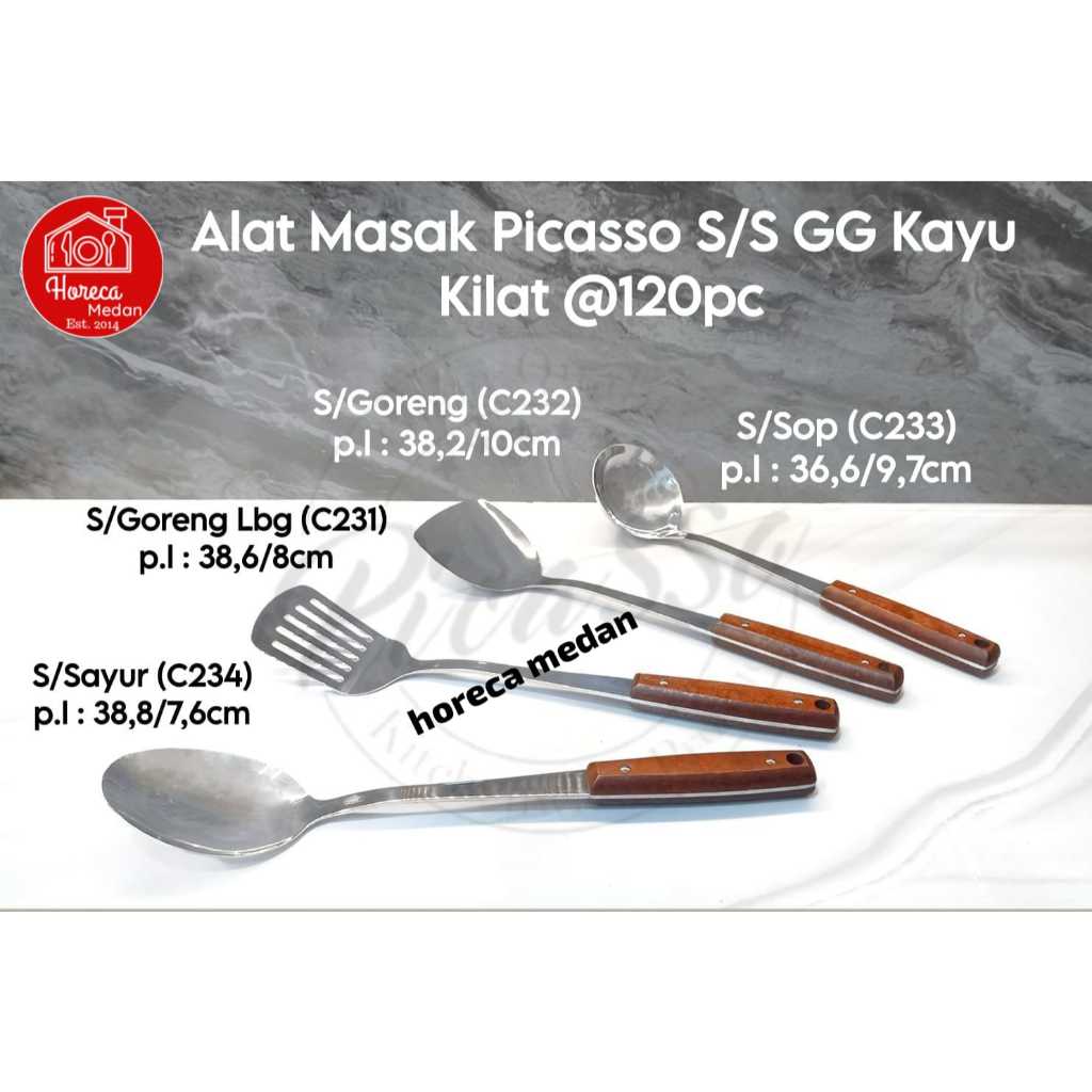 Jual Spatula Stainless Steel Dengan Gagang Kayu / sendok goreng Sutil ...