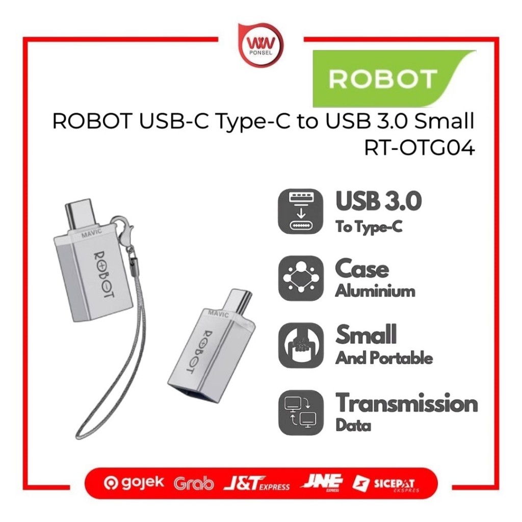 Jual ROBOT RT-OTG04 USB-C Type-C to USB 3.0 Small & Portable OTG ...