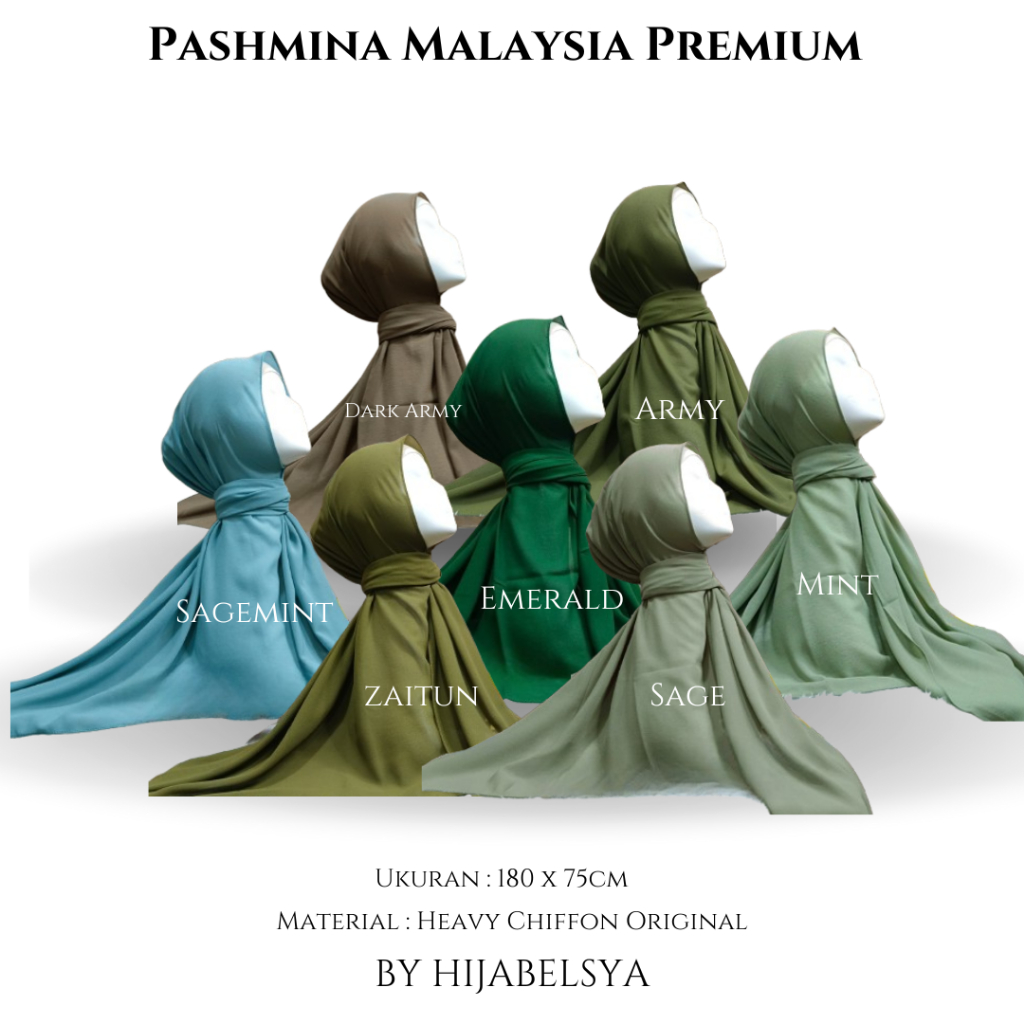 Jual Pashmina Malaysia Premium Polos Tanpa Tali dengan bahan Original ...