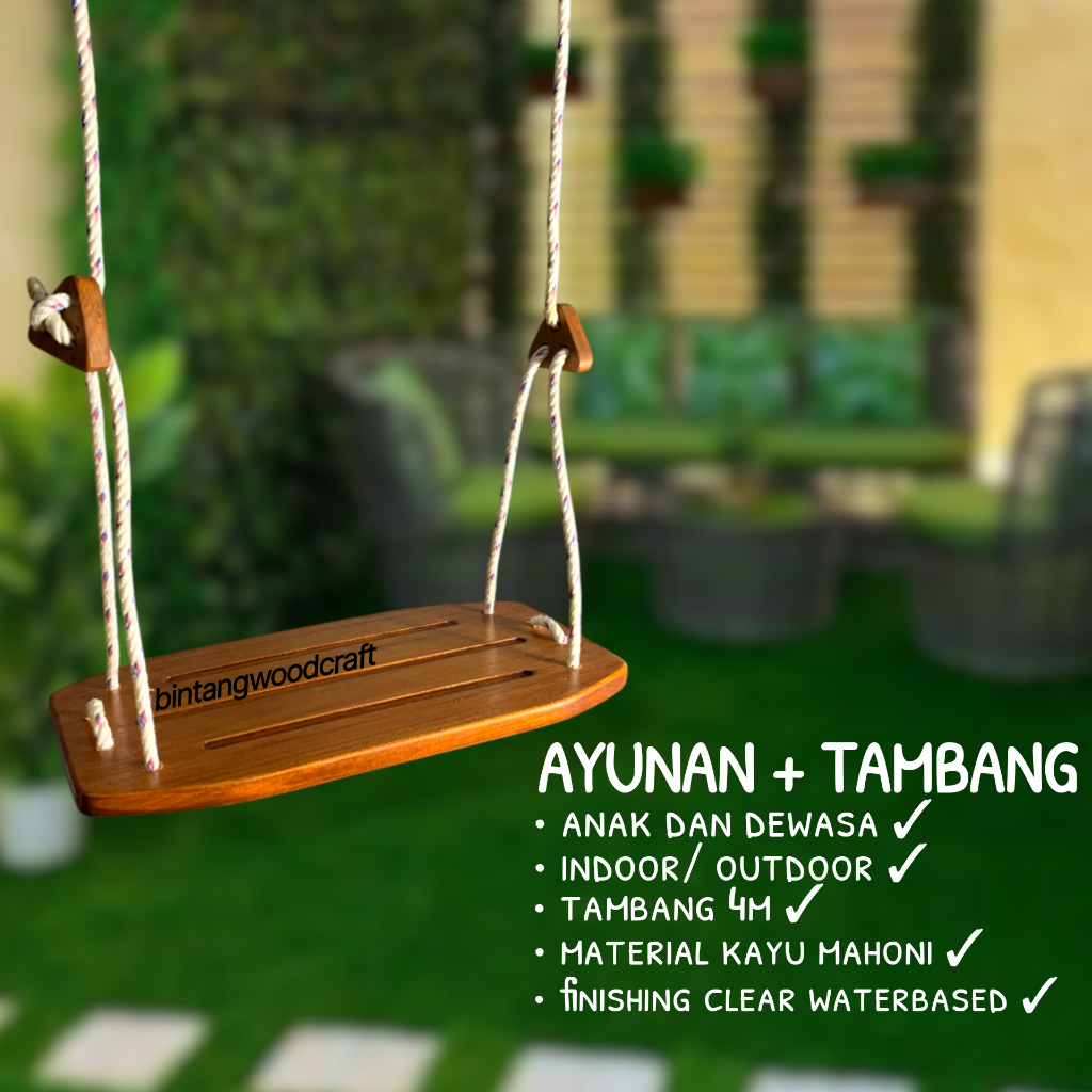 Jual Ayunan tali tambang/ ayunan anak indoor outdoor/ wooden swing kit ...