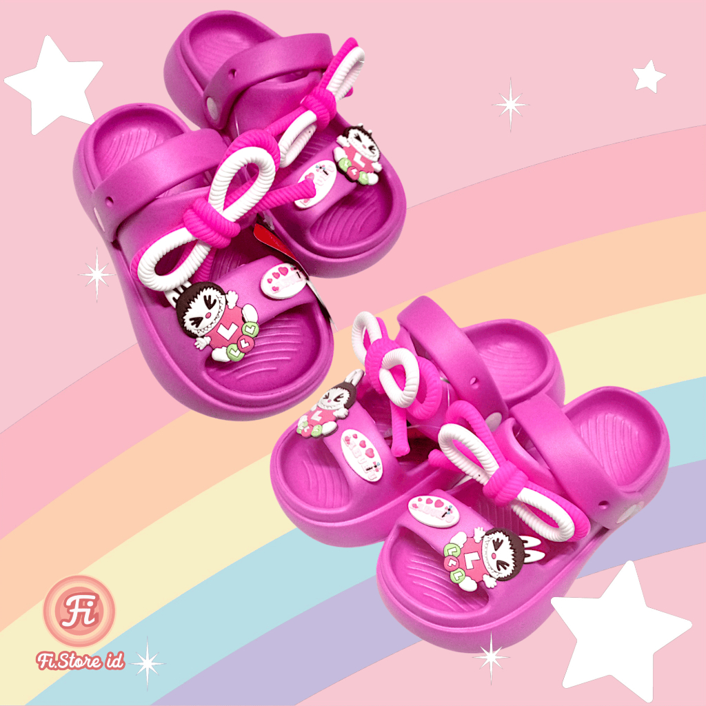 Jual Sandal Slop Anak Perempuan Karakter Labubu Pita (Pink) By Fi.Store ...