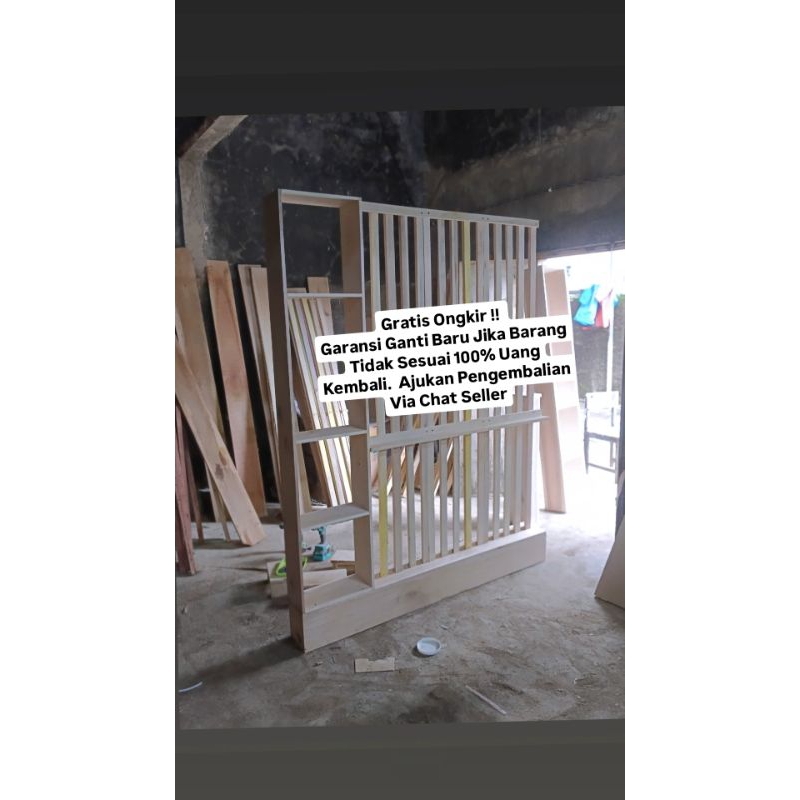 Jual PENYEKAT RUANGAN BAHAN KAYU | PARTISI RUANGAN TANPA CAT | PEMBATAS ...